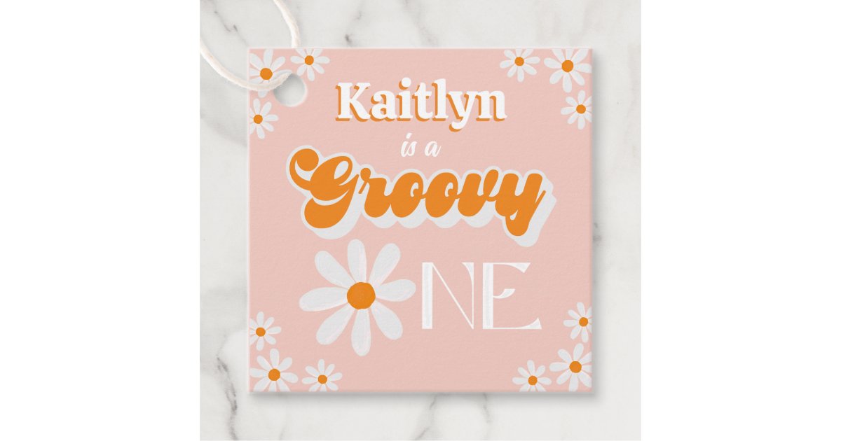Retro Groovy One Girls 1st Birthday Favor Tags | Zazzle