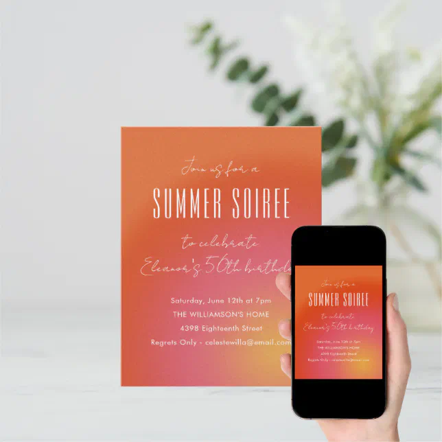 Retro Groovy Orange Summer Soiree Birthday Party Invitation | Zazzle