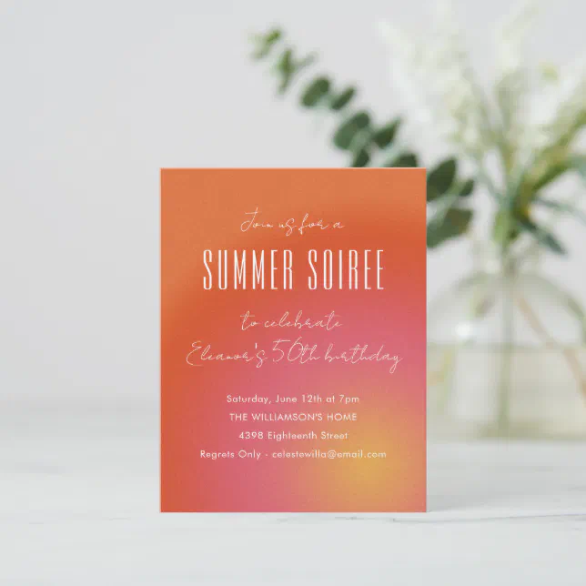 Retro Groovy Orange Summer Soiree Birthday Party Invitation | Zazzle