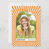 Retro groovy orange sunrays 70s Graduation Invitation | Zazzle