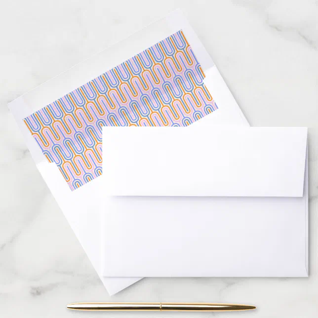 Retro Groovy Pastel Lines Periwinkle Matching Envelope Liner | Zazzle