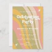 Retro Groovy Pink Green 70s Graduation Party Photo Invitation | Zazzle