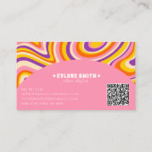Retro Groovy Pink White QR Code 70s Psychedelic Business Card | Zazzle
