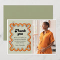 Retro Groovy Shes Ready to Pop Sage Green Thank You Card | Zazzle