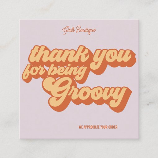 Retro Groovy Thank You Social Media Square Business Card | Zazzle