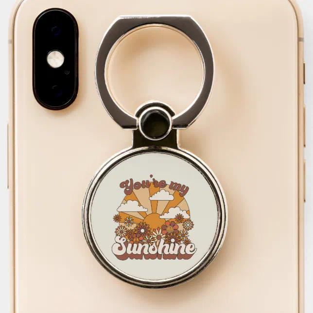 Retro Groovy | You're my Sunshine Phone Ring Stand | Zazzle