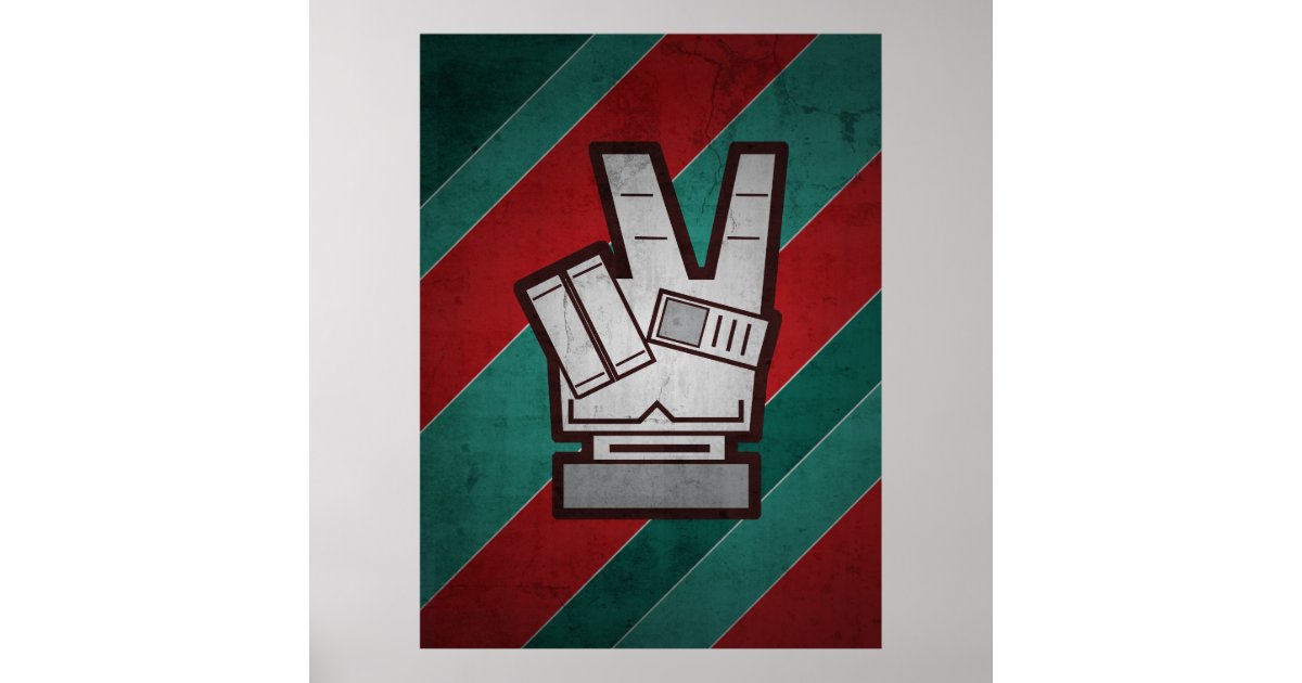 Retro Grunge Peace Hand Sign Poster | Zazzle