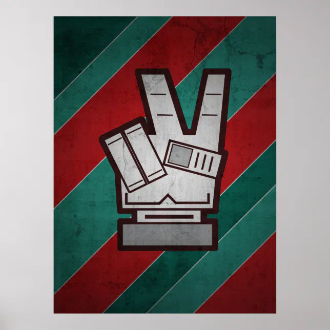 Retro Grunge Peace Hand Sign Poster | Zazzle