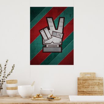 Retro Grunge Peace Hand Sign Poster | Zazzle