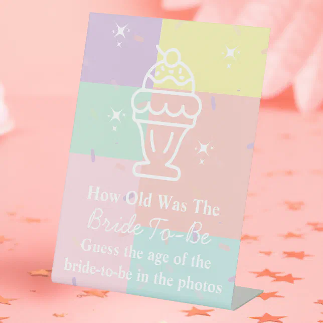Retro Guess How Old the Bride Game Pedestal Sign | Zazzle