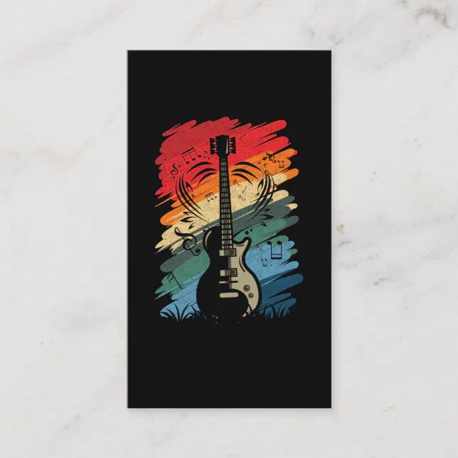 Retro Guitar Musical Notes Musician Guitarist Business Card | Zazzle