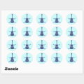 Retro Guitar Stickers, Navy Blue Classic Round Sticker | Zazzle