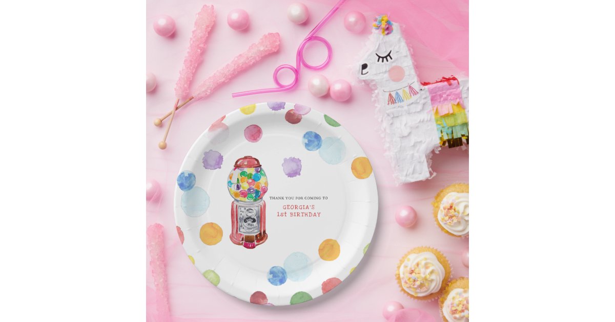 Retro Gumball Machine | Kids Birthday Party Paper Plates | Zazzle