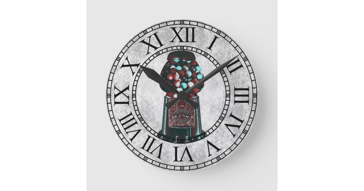 Retro Gumball Machine Round Clock | Zazzle