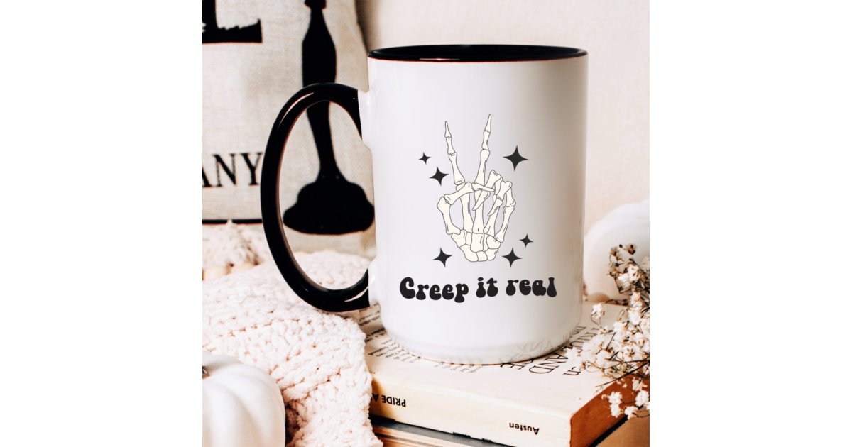Retro Halloween Creep it Real Skeleton Mug | Zazzle