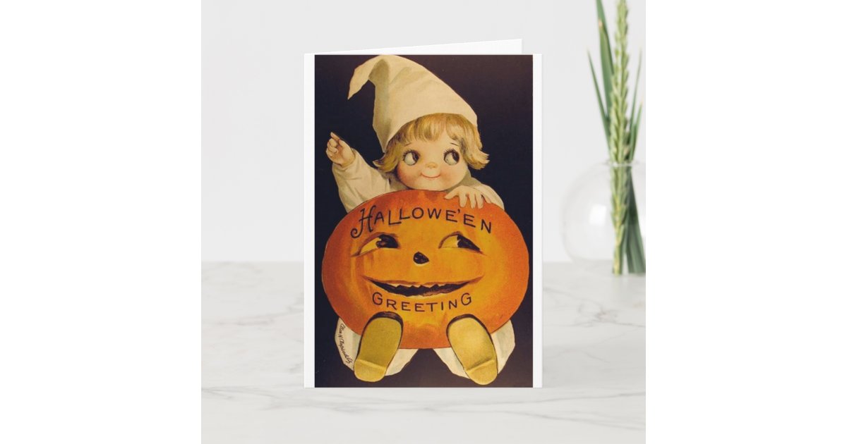 Retro Halloween Ghost Girl Greeting Card | Zazzle