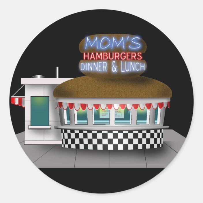 Retro Hamburger Stand Classic Round Sticker | Zazzle.com