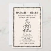 Retro Hand Drawn Champagne Tower Old Money Wedding Invitation | Zazzle