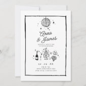 Retro hand drawn whimsical trendy funky wedding invitation | Zazzle