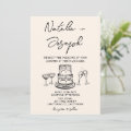 Retro Hand Drawn Written Cake QR Code Wedding Invitation | Zazzle