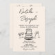 Retro Hand Drawn Written Cake QR Code Wedding Invitation | Zazzle
