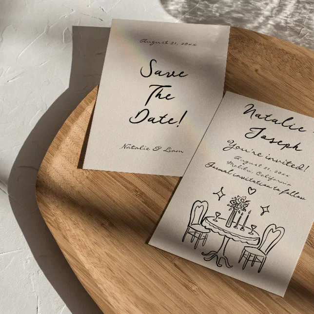 Retro Hand Written Drawn Quirky Bold Fun Wedding Save The Date | Zazzle