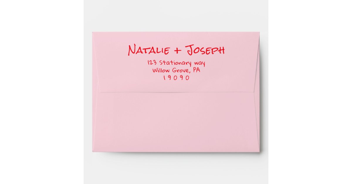 Retro Hand Written Red Pink Funky Modern Wedding Envelope | Zazzle