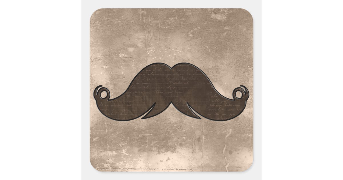 Retro Handlebar Mustache Square Sticker | Zazzle