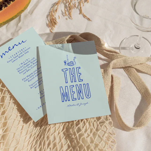 Retro Handwritten Drawn Colorful Bright Wedding Menu | Zazzle