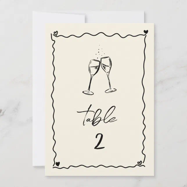 Retro Handwritten Wedding Table Number | Zazzle