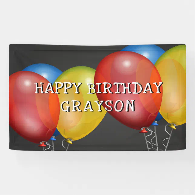 Retro Happy Birthday Balloons on Chalkboard Banner | Zazzle