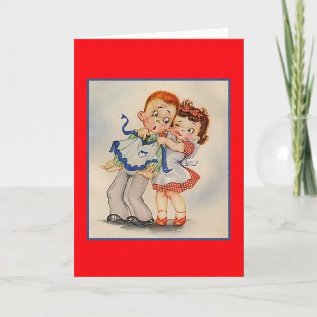 Retro Happy Couple Note Card | Zazzle