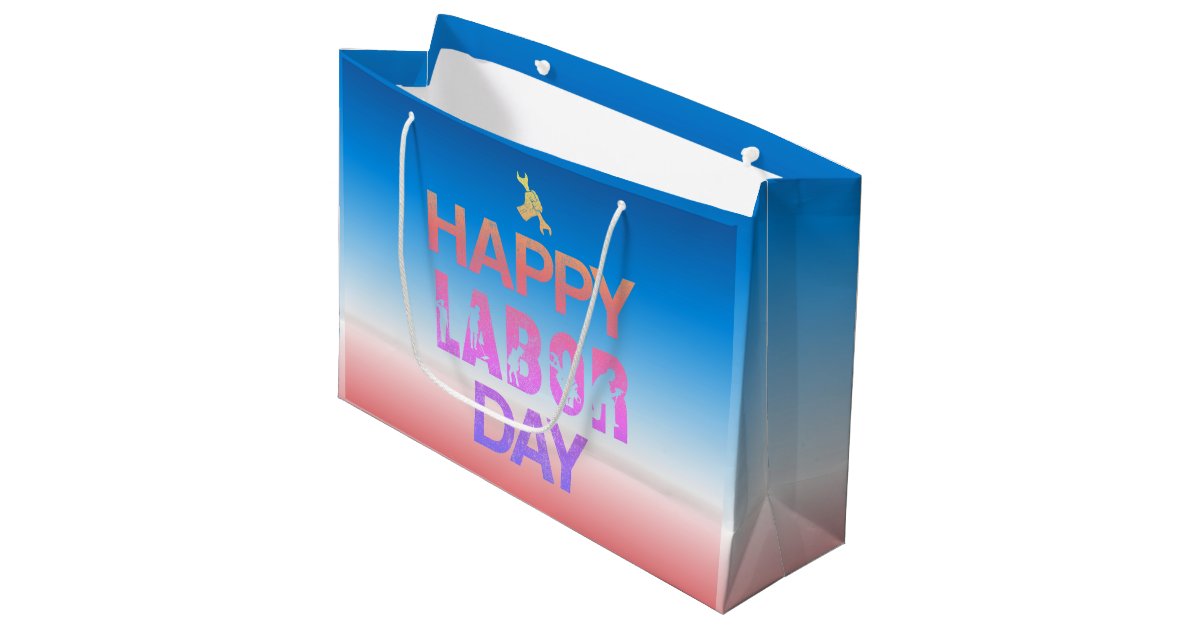 Retro Happy Labor Day In Retro Red Large Gift Bag | Zazzle