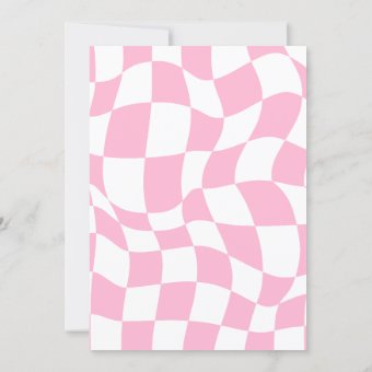 Retro Happy Smile Face Pink Checkered Birthday Invitation | Zazzle