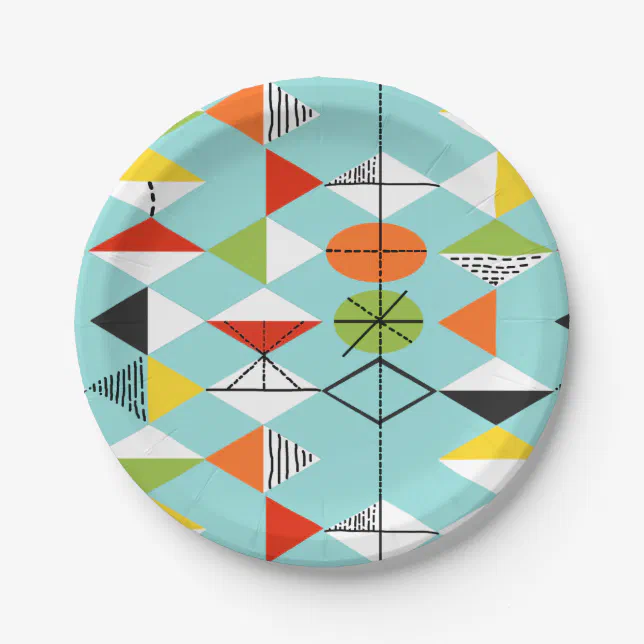 Retro Harlequin Pattern Paper Plates | Zazzle