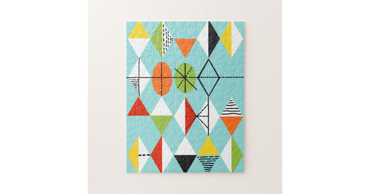 Retro Harlequin Pattern Puzzle | Zazzle