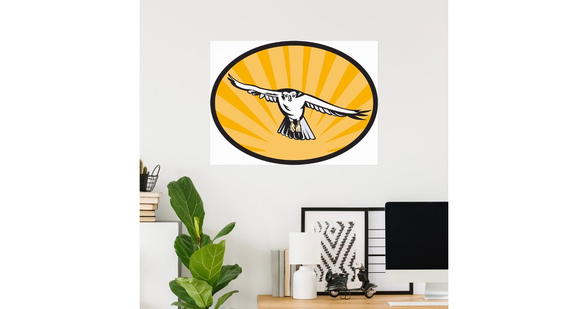 Retro Hawk Flying Poster | Zazzle
