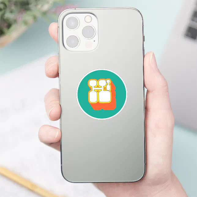 Retro Hi Orange Turquoise Sticker | Zazzle