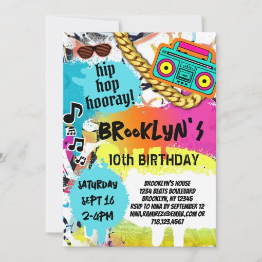 Retro Hip Hop Birthday Party Invitation | Zazzle