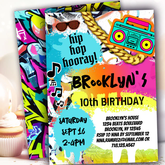 Retro Hip Hop Birthday Party Invitation | Zazzle