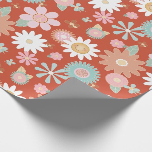 Retro Hippie 60s 70s Daisy Flower Floral Decoupage Wrapping Paper | Zazzle