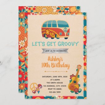 Retro hippie 60s invitation | Zazzle