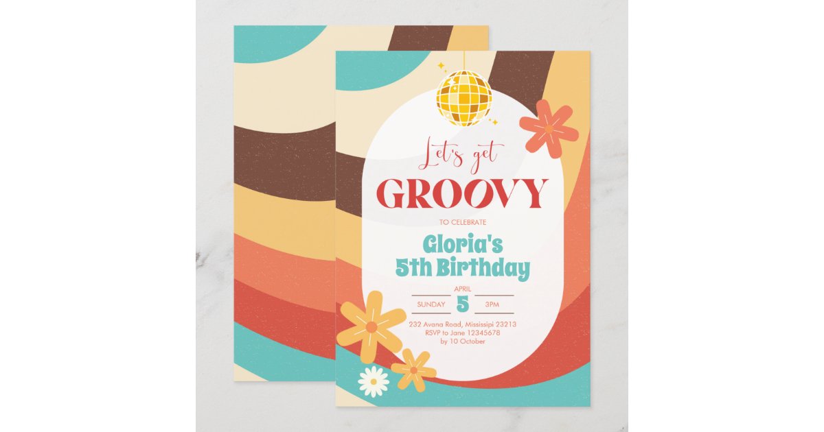 Retro Hippie Groovy Birthday Invitation | Zazzle