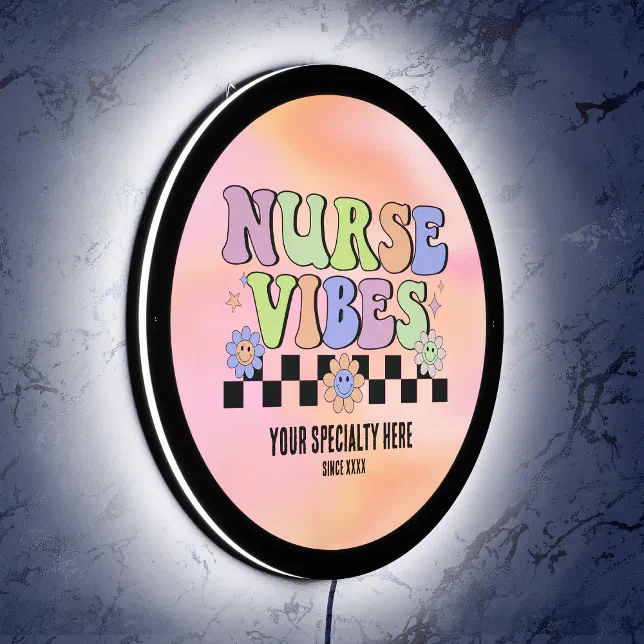 Retro Hippie Nostalgic Custom Gift For Nurse LED Sign | Zazzle