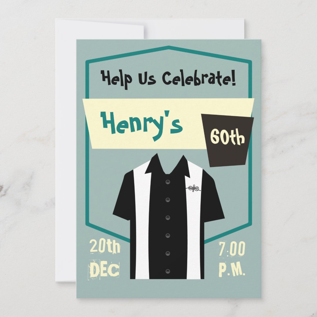 Retro Hipster Rockabilly Birthday Celebration Invitation | Zazzle