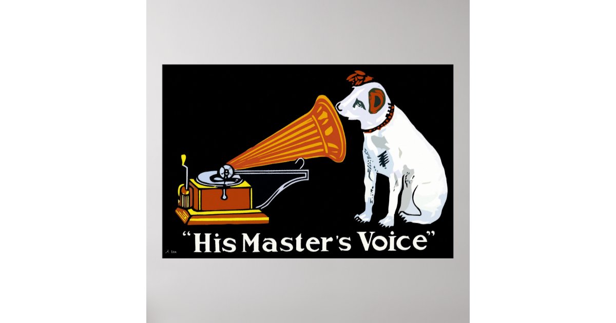 Retro his master's voice gramophone ad poster | Zazzle