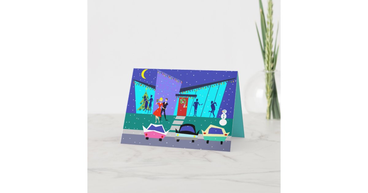 Retro Holiday Cartoon Christmas Card | Zazzle