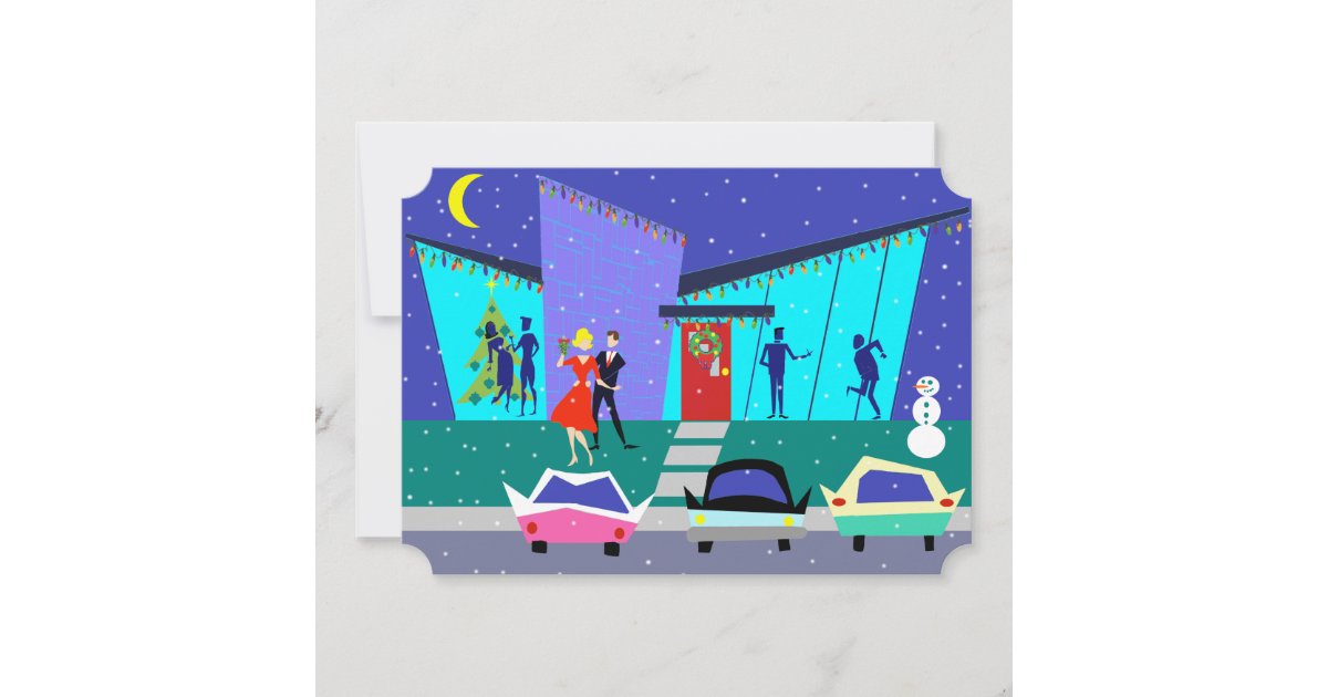 Retro Holiday Cartoon Party Invitations | Zazzle