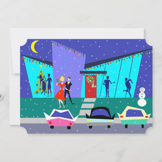 Retro Holiday Cartoon Party Invitations | Zazzle