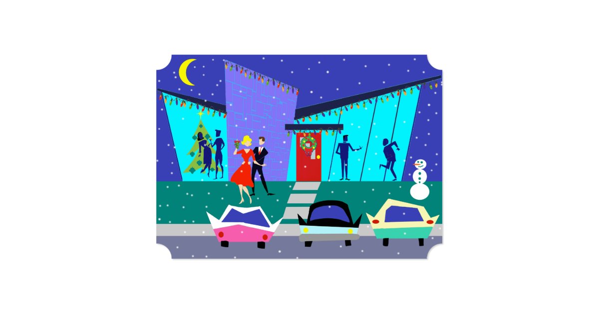 Retro Holiday Cartoon Party Invitations | Zazzle.com